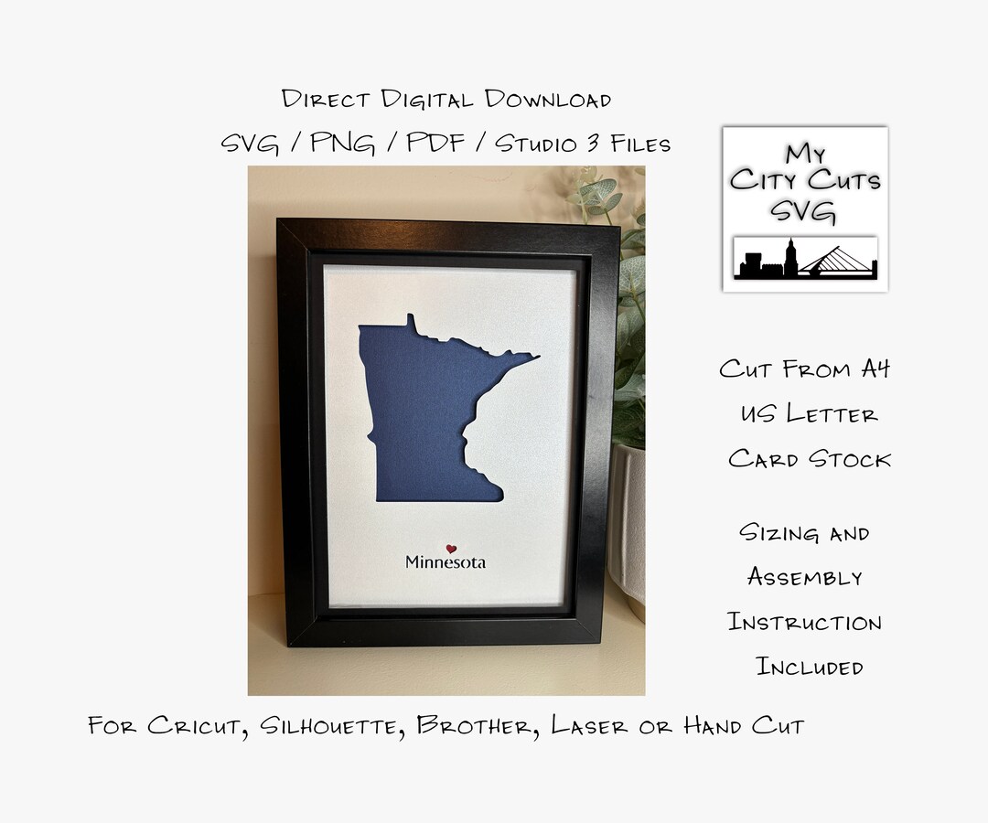Paper Cut Shadow Box 3D Lightbox SVG PNG Minnesota State Cricut ...