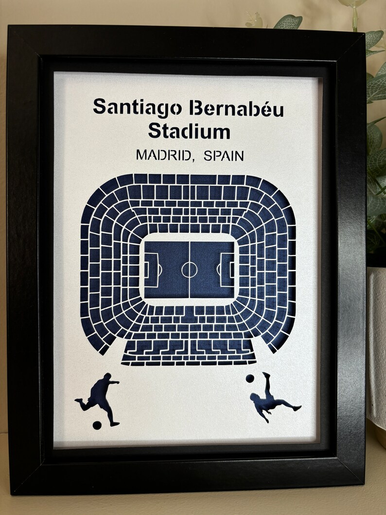 Santiago Bernabéu Stadium Paper Cut Lightbox SVG, Madrid Spain (digital ...
