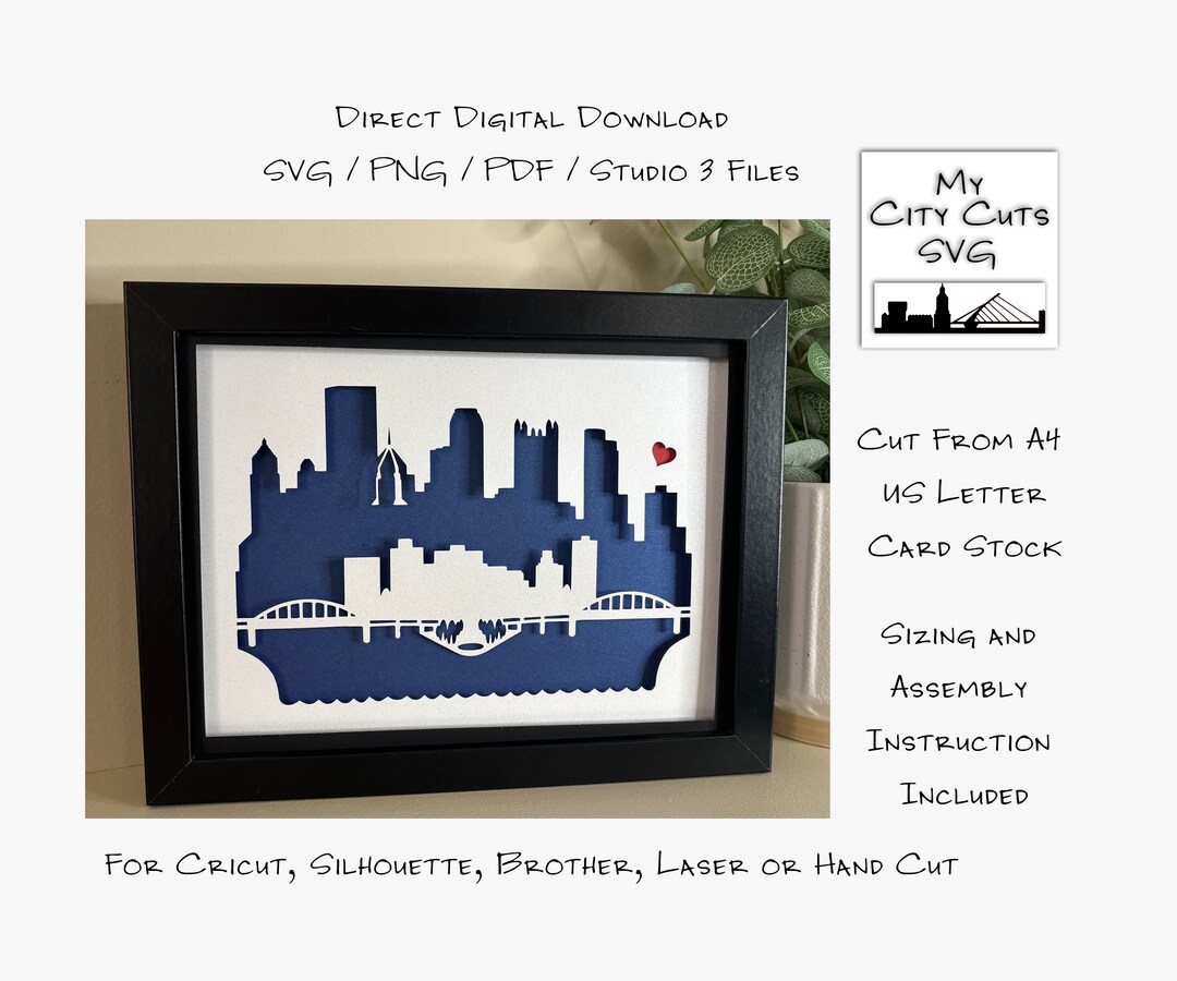 Pittsburgh Skyline Shadow Box SVG, 3D Layered Paper Cut (digital ...