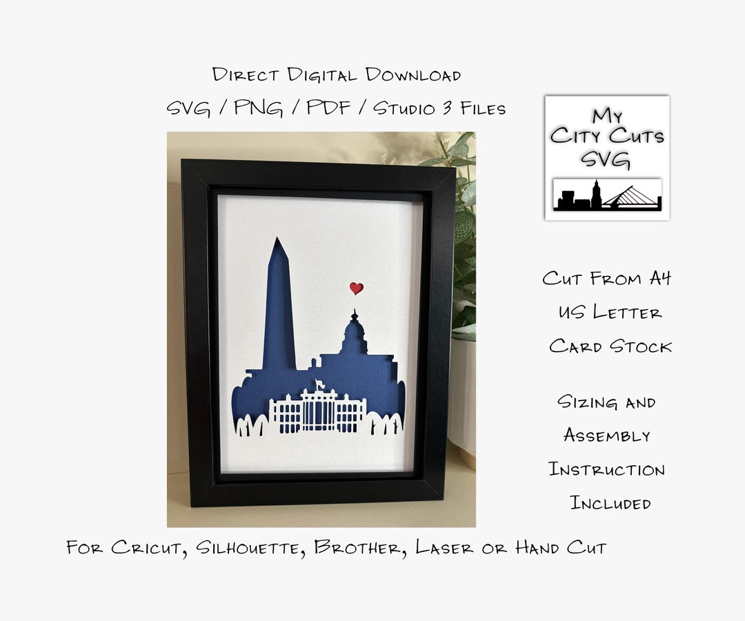 Washington, D.C. City Skyline Shadow Box SVG Cut Files for Cricut, City ...