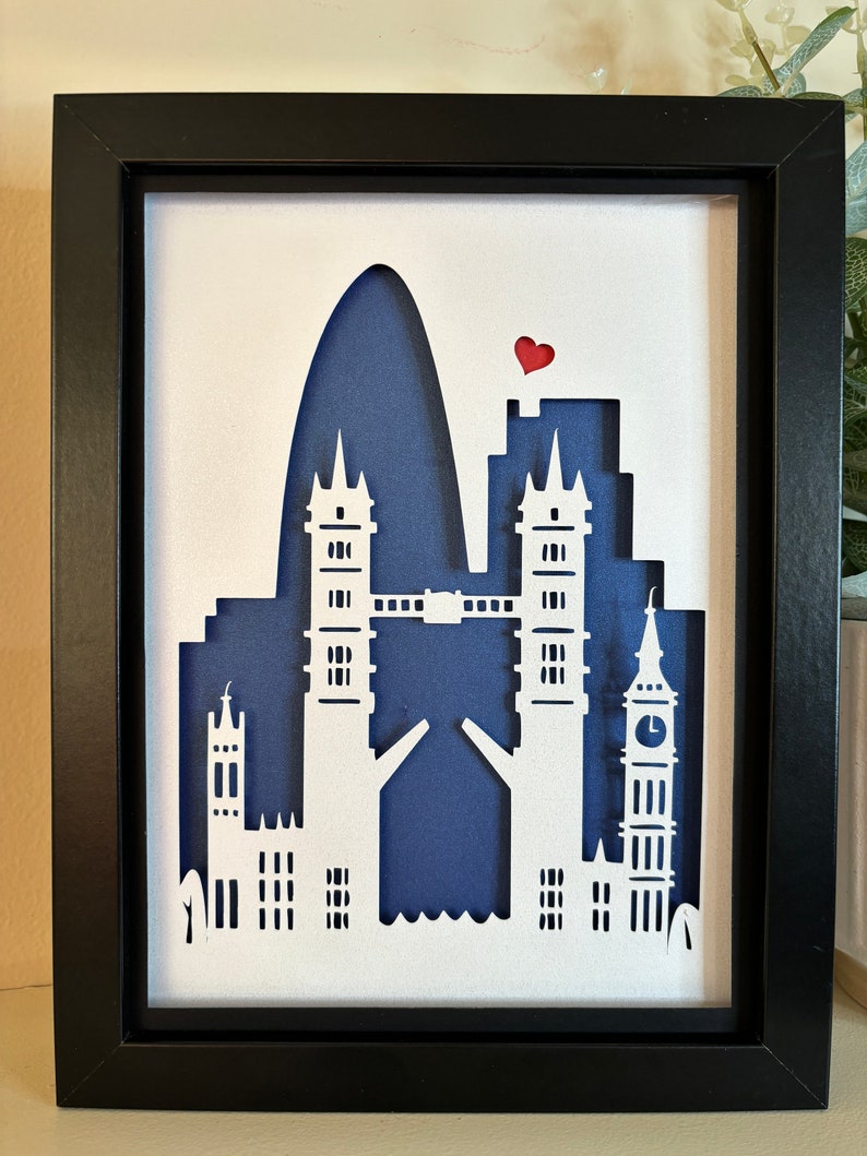 London Bridge Paper Cut Lightbox Template, UK City Skyline (digital ...