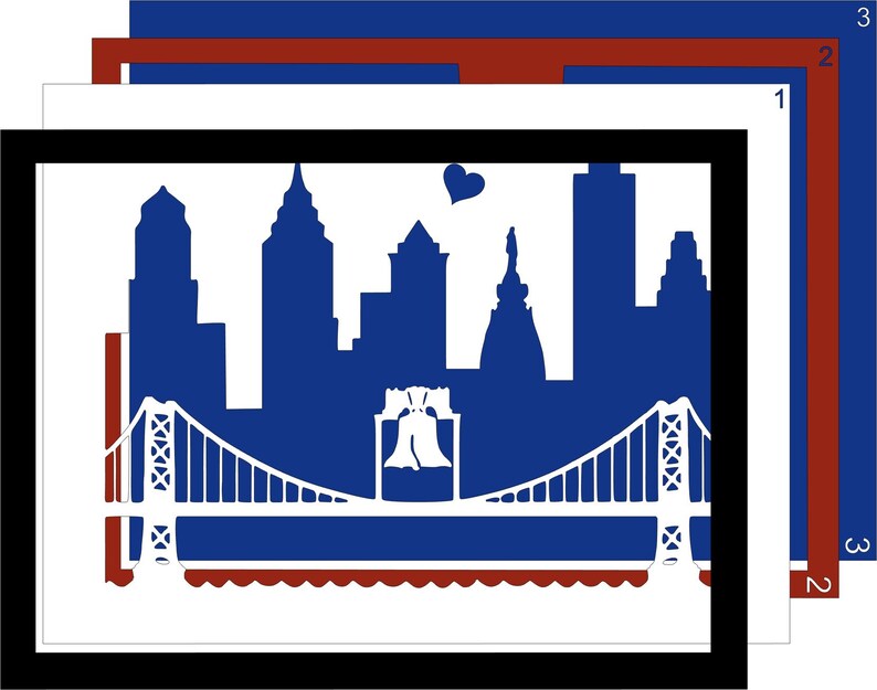 Philadelphia Skyline Shadow Box SVG, Paper Cut Lightbox (digital ...