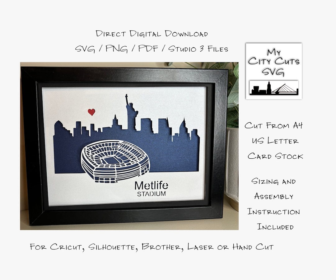 Metlife Stadium New Jersey Shadow Box SVG Cut Files for Cricut, Brother ...