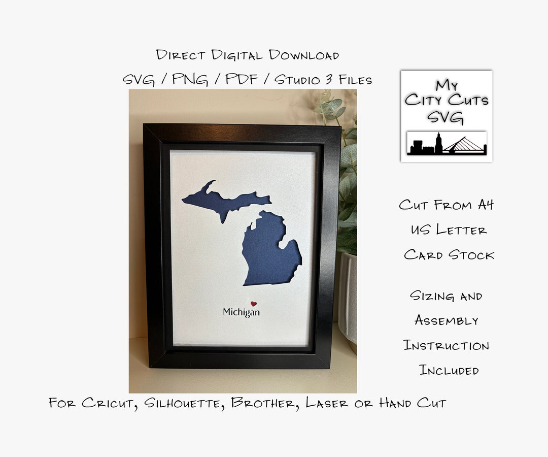 Paper Cut Shadow Box 3D Lightbox SVG PNG Michigan State Cricut ...