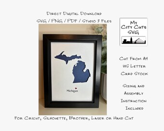 Michigan State 3D SVG Files for Cricut, Layered Paper Cut, USA Map Art ...