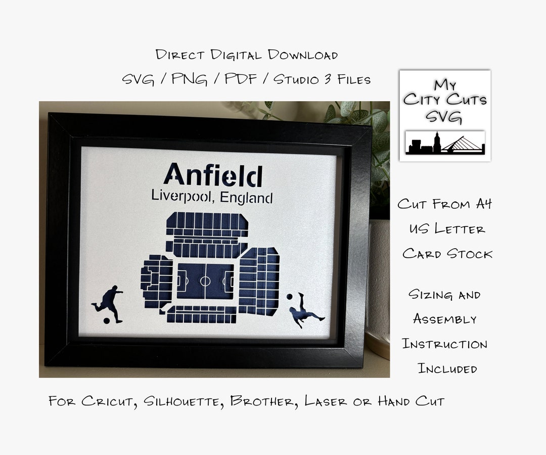 Anfield Soccer Stadium Liverpool Shadow Box SVG Cut Files for Cricut ...