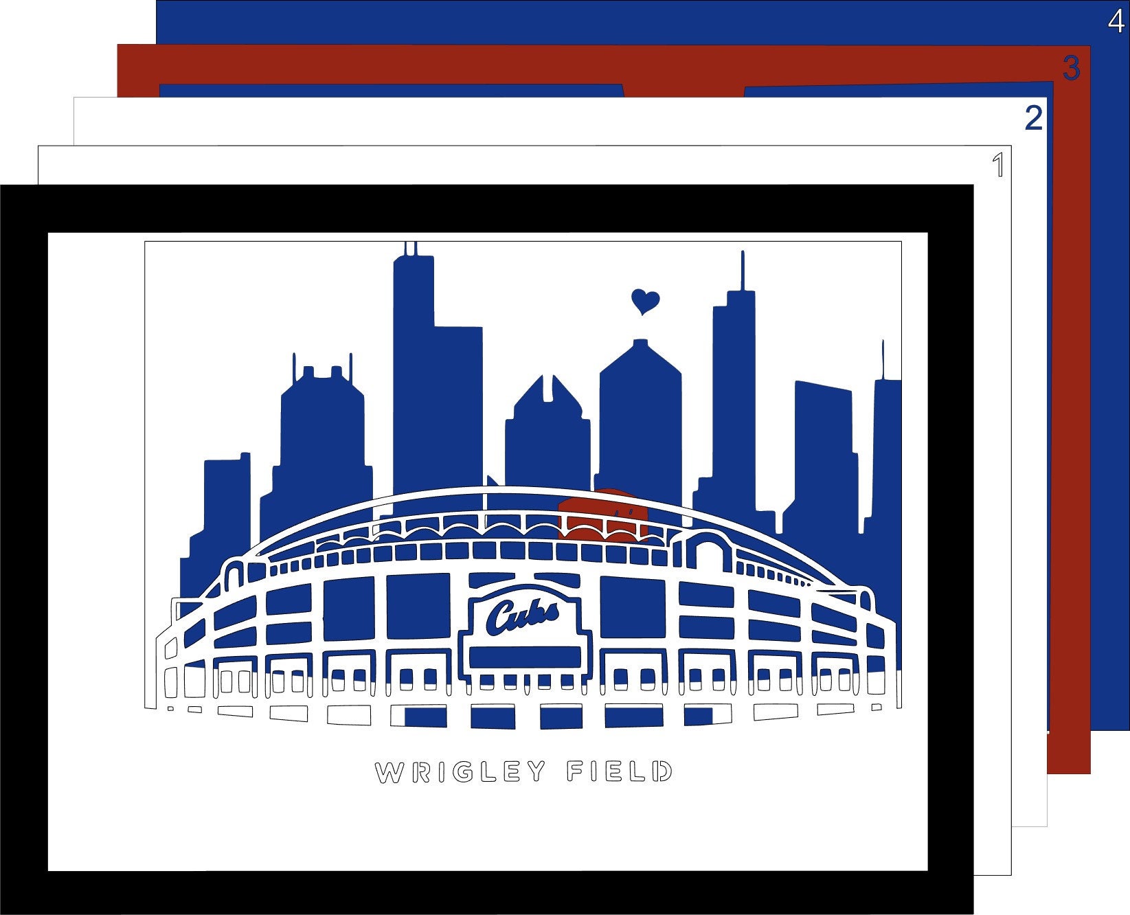 Wrigley Field Baseball Stadium Chicago Shadow Box SVG Cut Files for ...