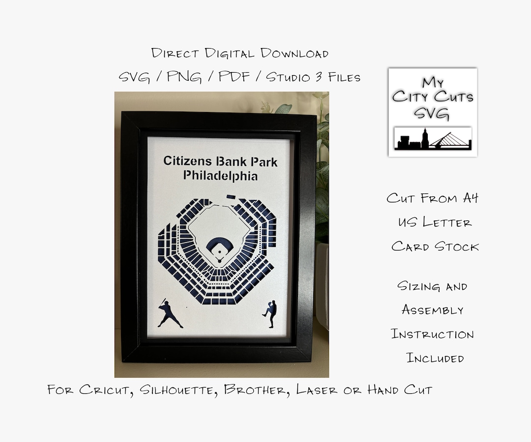 Citizens Bank Park Paper Cut Shadow Box SVG, 3D Baseball Stadium ...