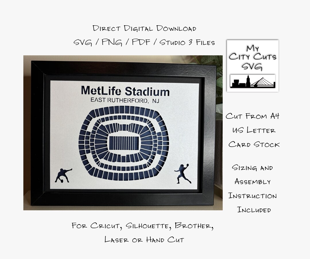Paper Cut Shadow Box 3D Lightbox SVG PNG Metlife Stadium New Jersey New ...