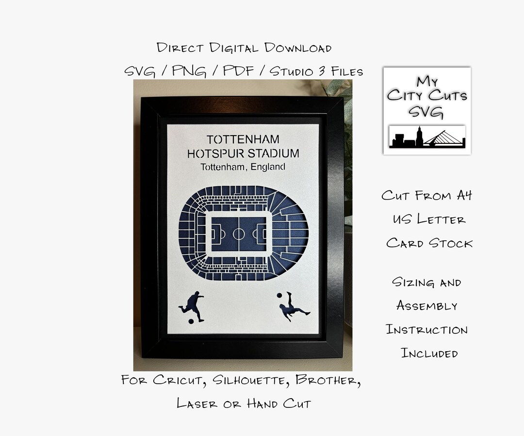 Tottenham Hotspur Stadium Paper Cut Shadow Box SVG (digital Download ...