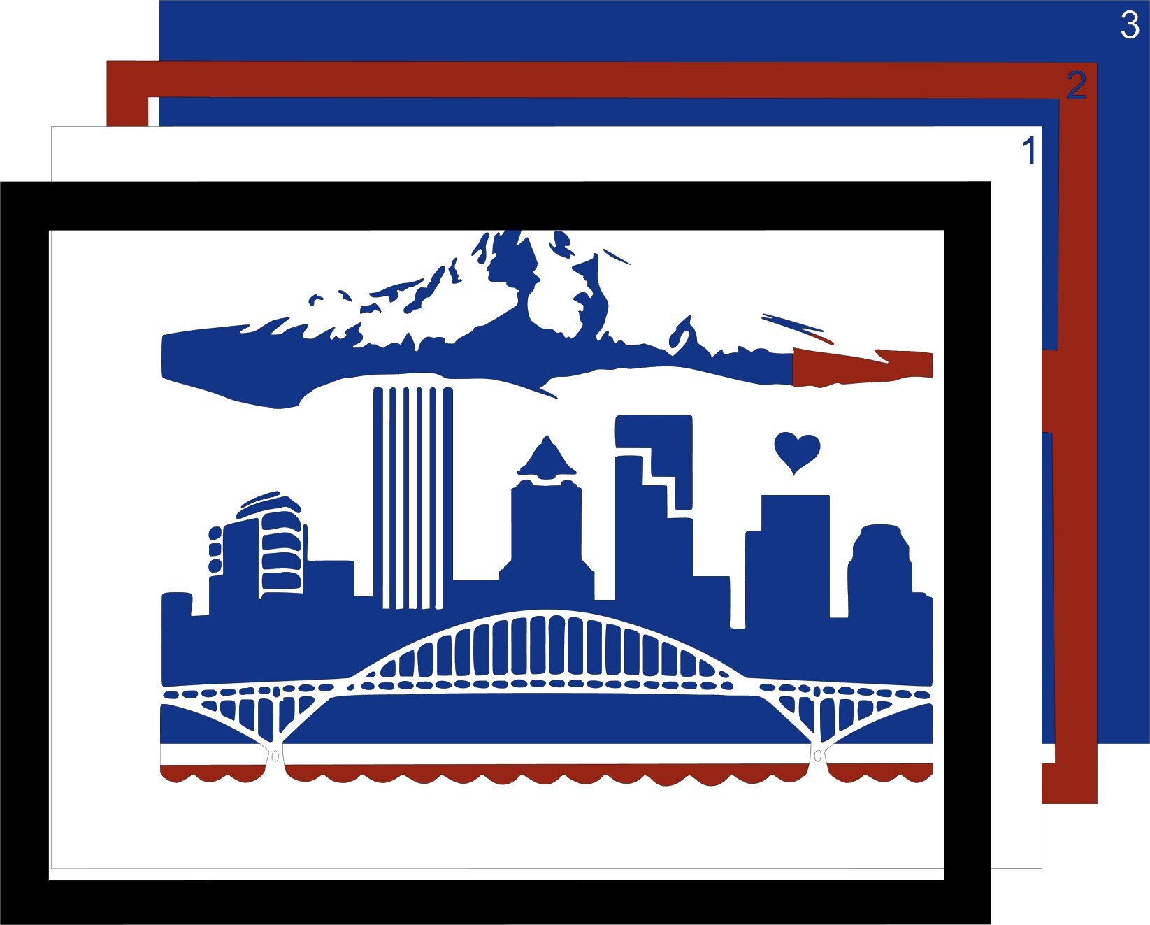 Portland City Skyline Shadow Box SVG Cut Files for Cricut, City Skyline ...