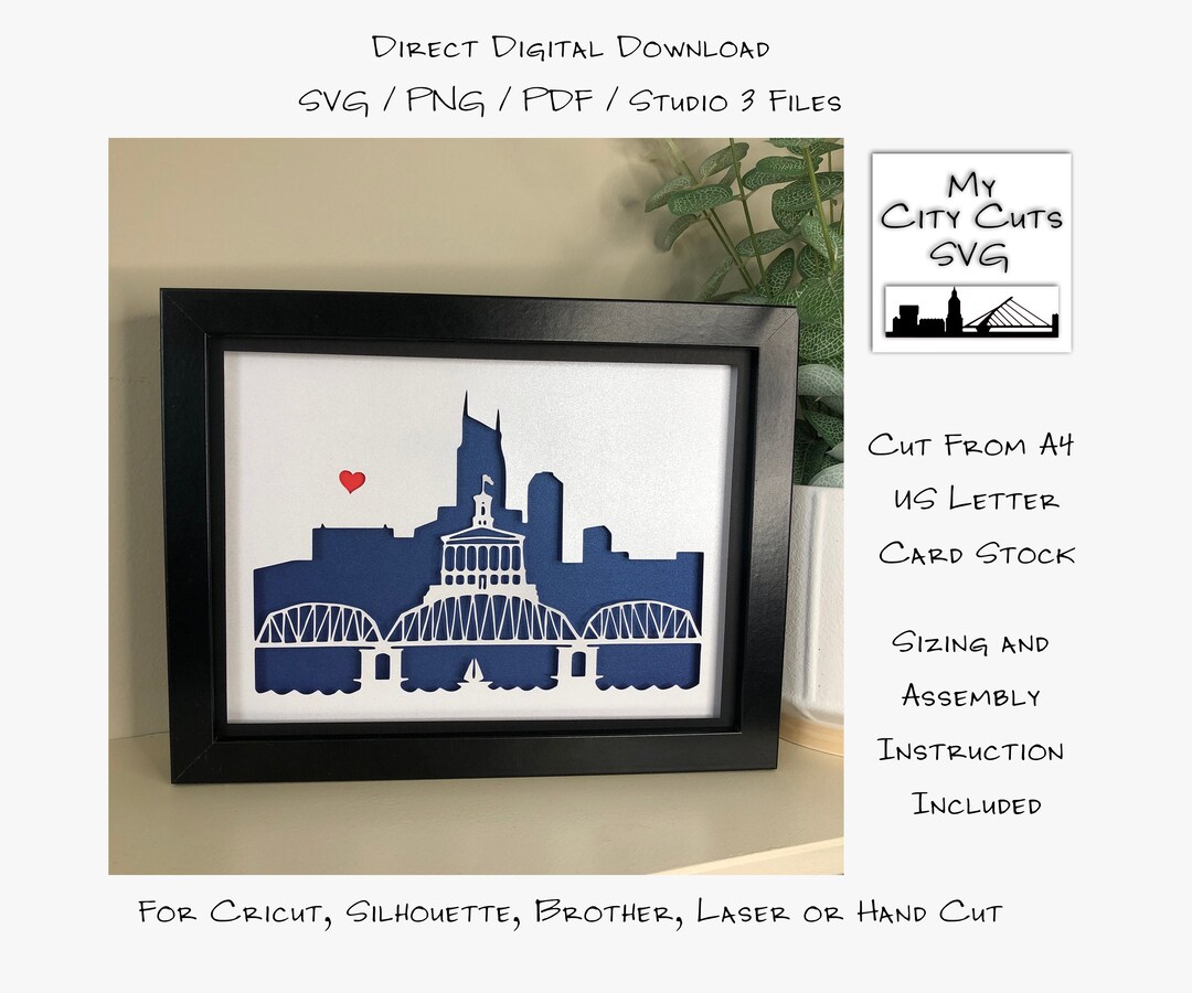 Nashville City Skyline Shadow Box SVG Cut Files for Cricut, City ...