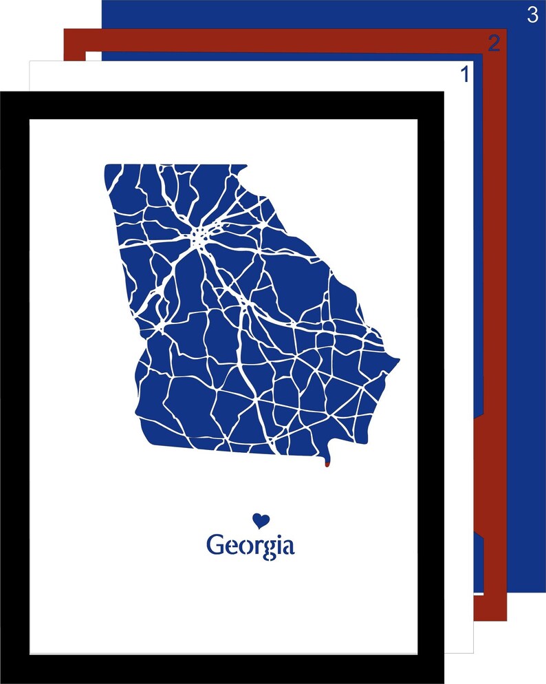 Georgia State Map Shadow Box SVG, 3D Layered Paper Cut (digital ...