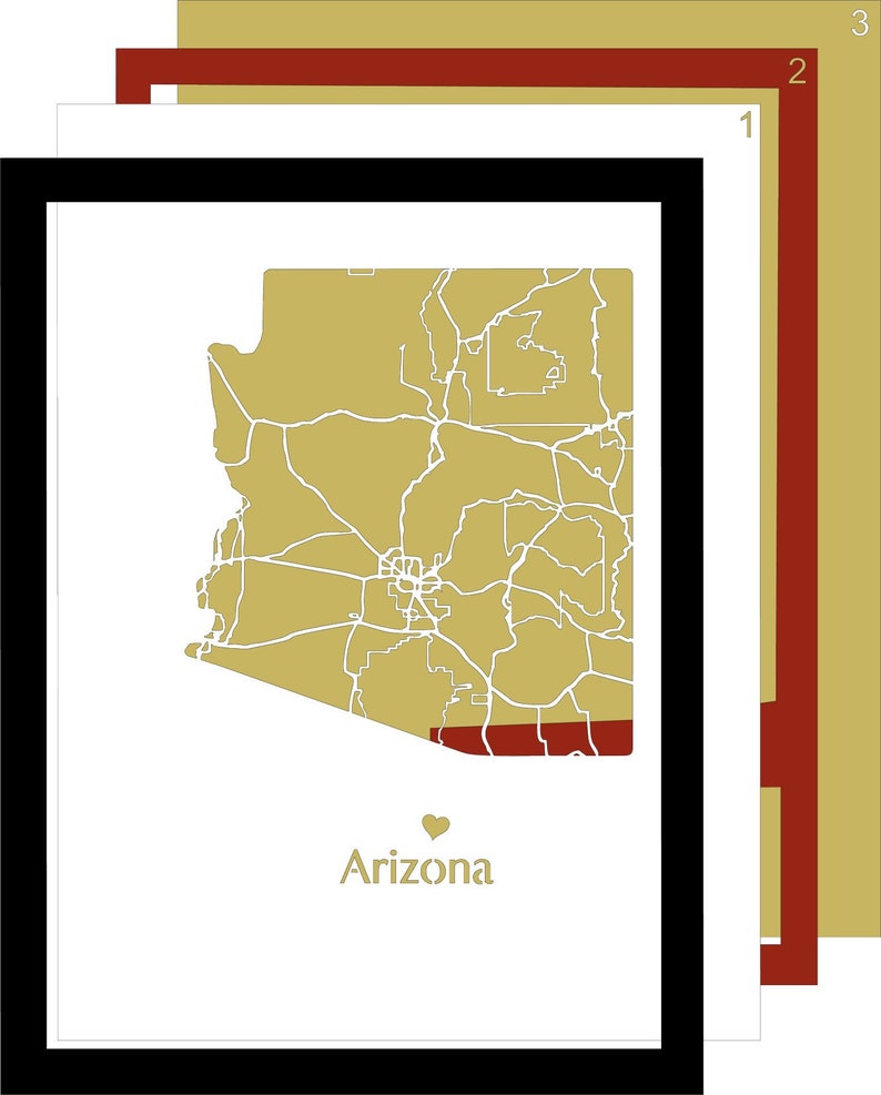 Paper Cut Shadow Box 3D Lightbox SVG PNG Arizona State Map Cricut ...