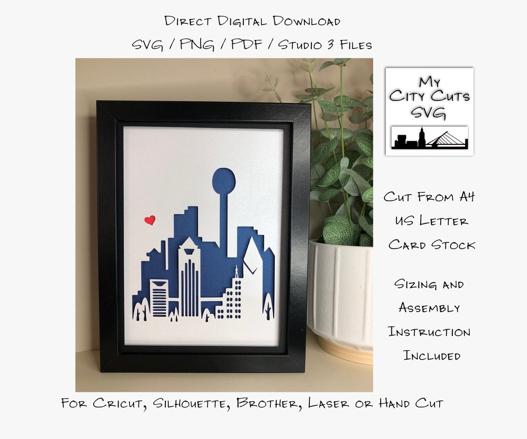 Dallas Skyline Paper Cut Shadow Box SVG, 3D Lightbox (digital Download ...