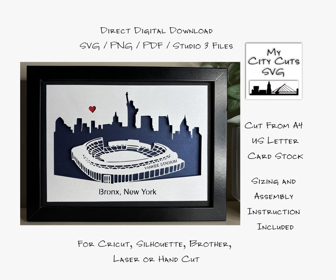 Yankee Stadium Baseball Stadium Bronx New York Shadow Box SVG Cut Files ...