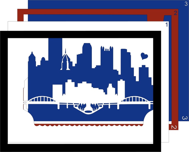 Pittsburgh Skyline Shadow Box SVG, 3D Layered Paper Cut (digital ...