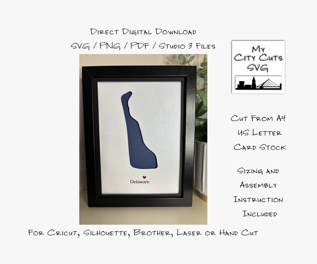 Paper Cut Shadow Box 3D Lightbox SVG PNG Delaware State Cricut ...