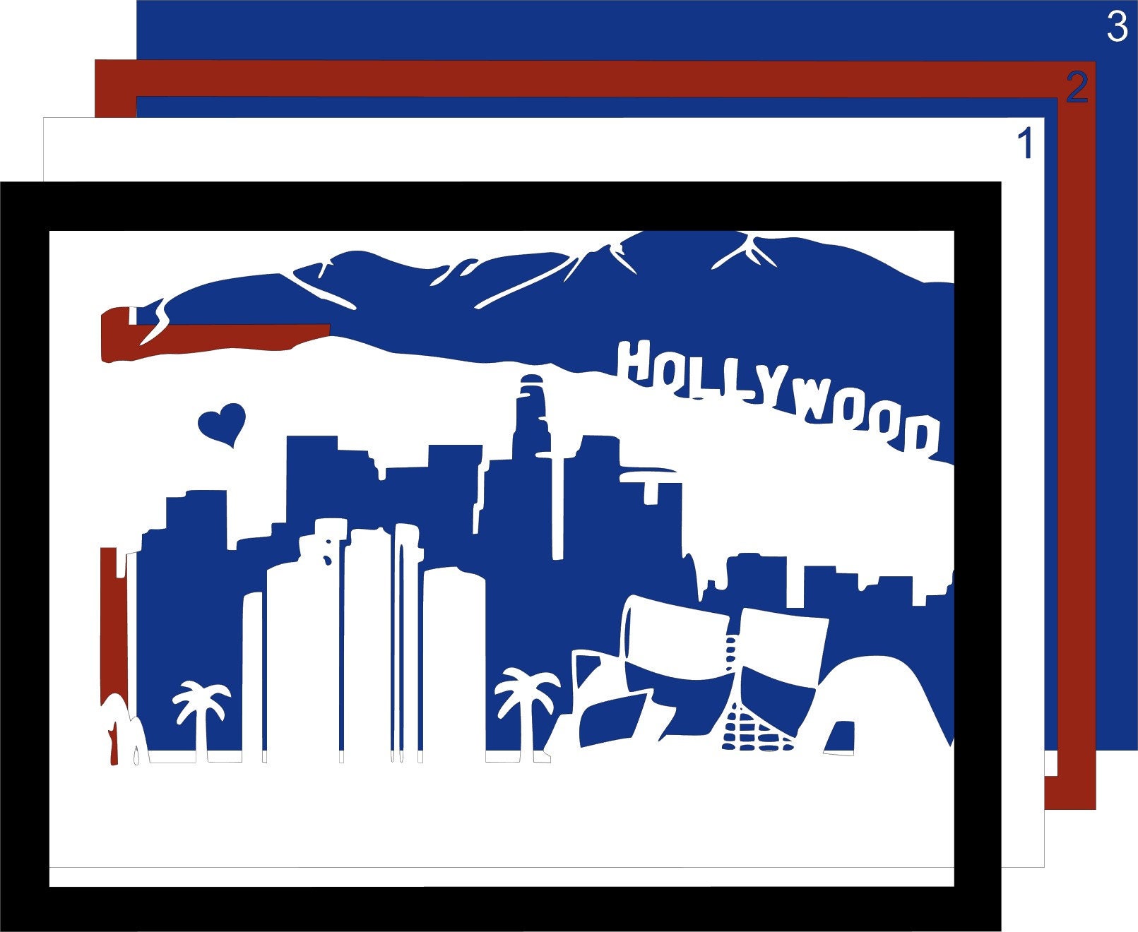 Los Angeles City Skyline Shadow Box SVG Cut Files for Cricut - Etsy