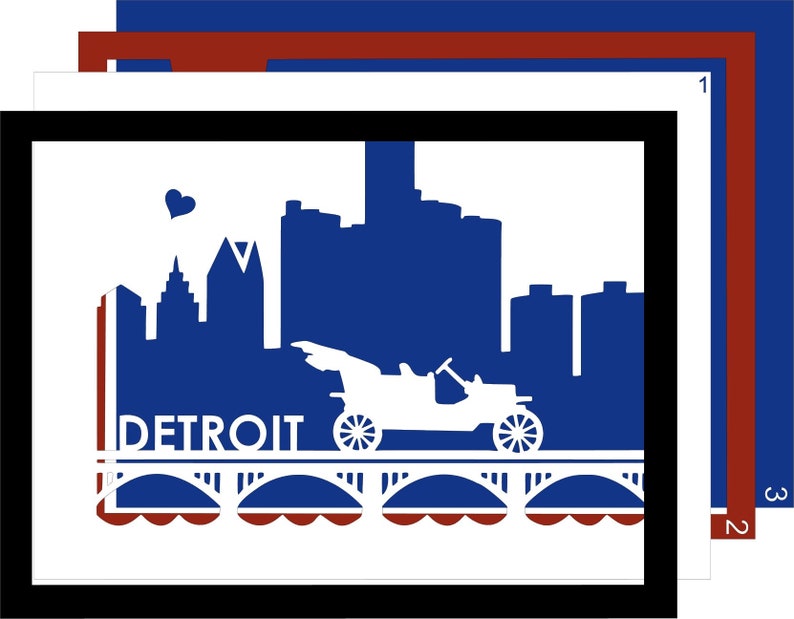 Detroit Skyline Shadow Box SVG, 3D Layered Paper Cut File (digital ...