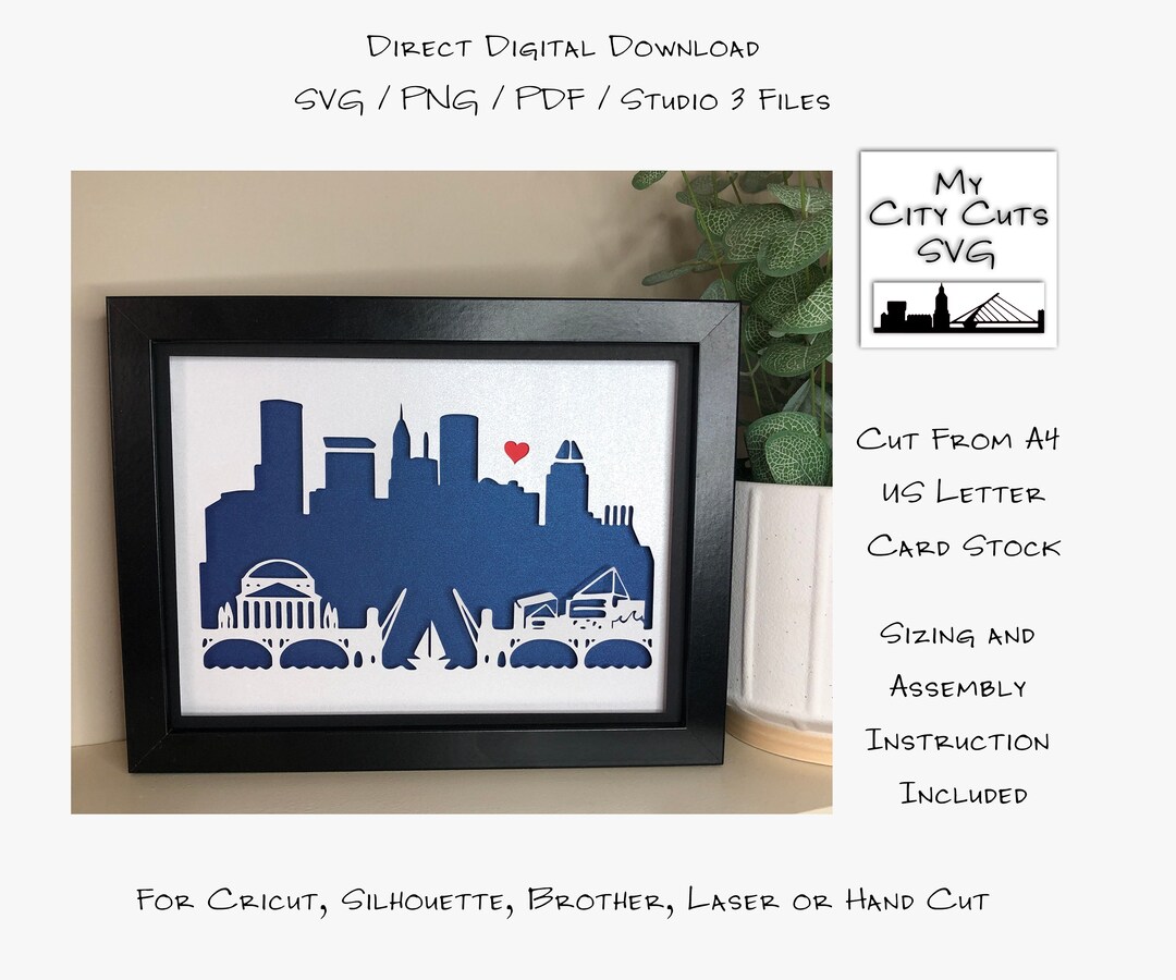 Baltimore City Skyline Shadow Box SVG Cut Files for Cricut, City ...