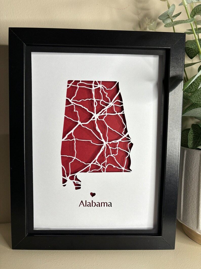 Paper Cut Shadow Box 3D Lightbox SVG PNG Alabama State Map Cricut ...