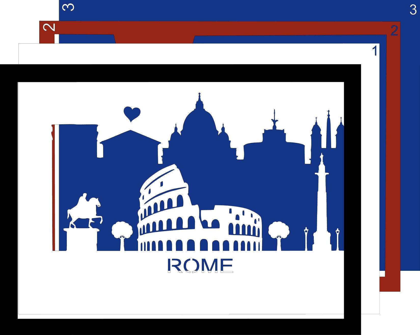 Rome City Skyline Shadow Box SVG Cut Files for Cricut - Etsy