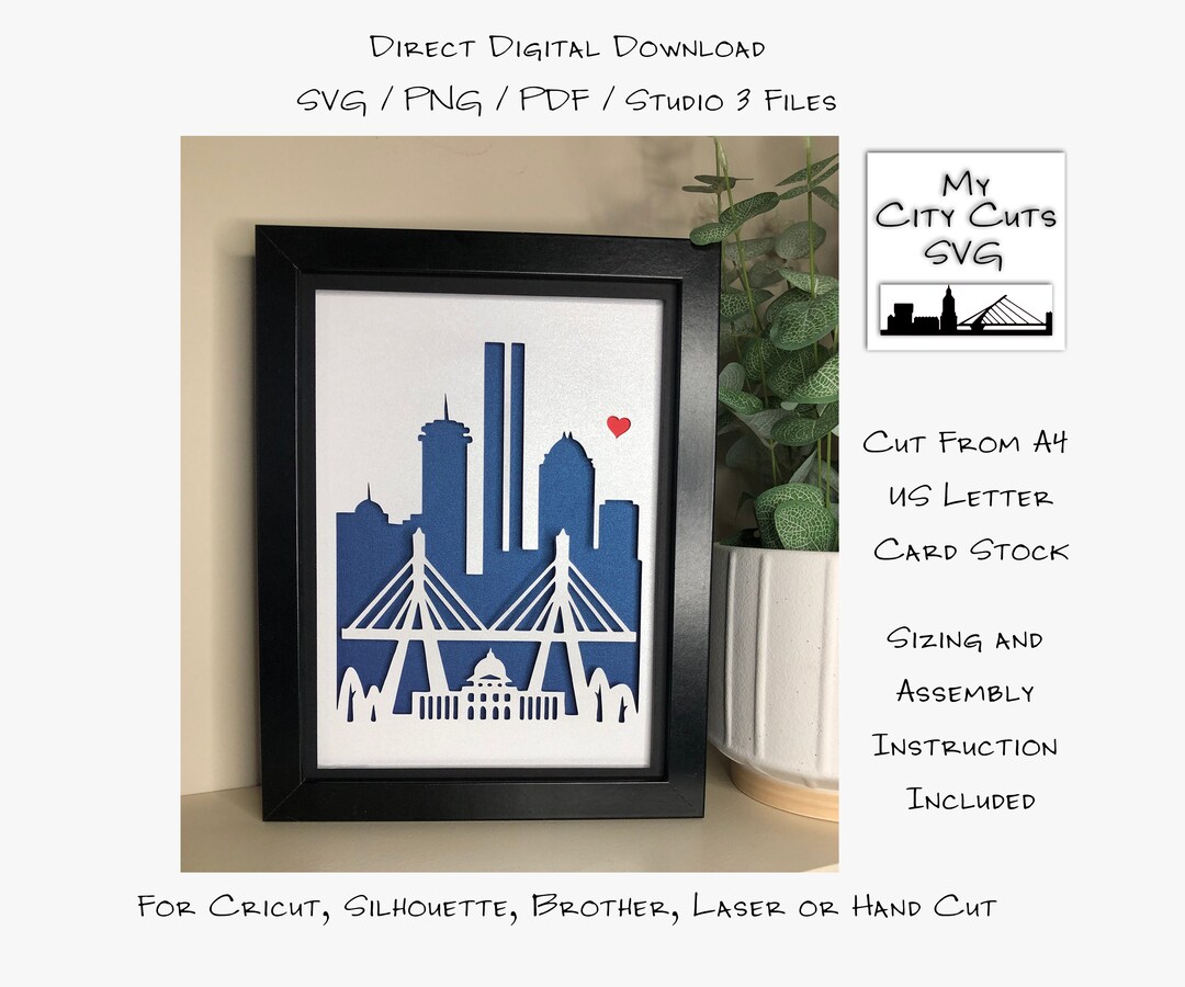 Boston Skyline Paper Cut Shadow Box SVG, 3D Lightbox (digital Download ...