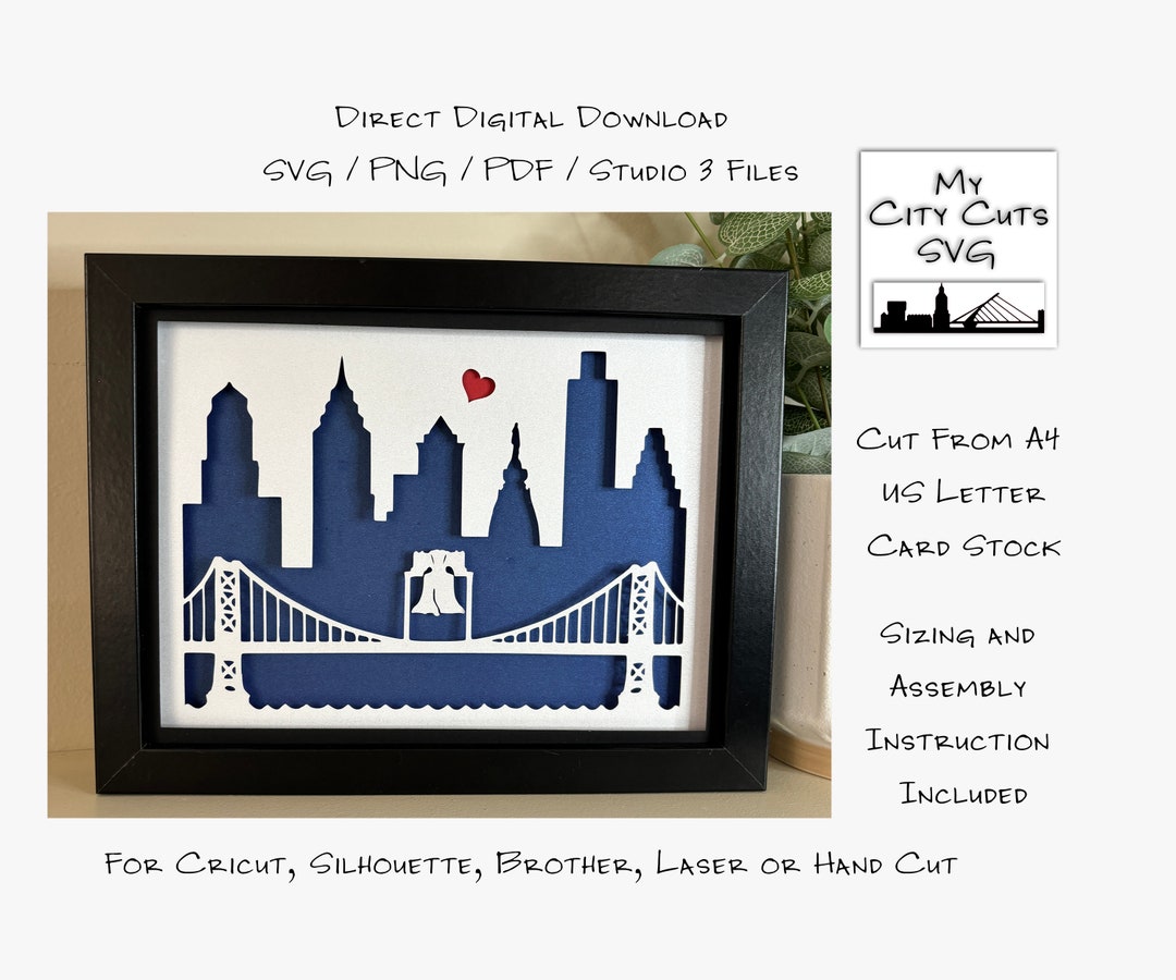Philadelphia Skyline Shadow Box SVG, Paper Cut Lightbox (digital ...