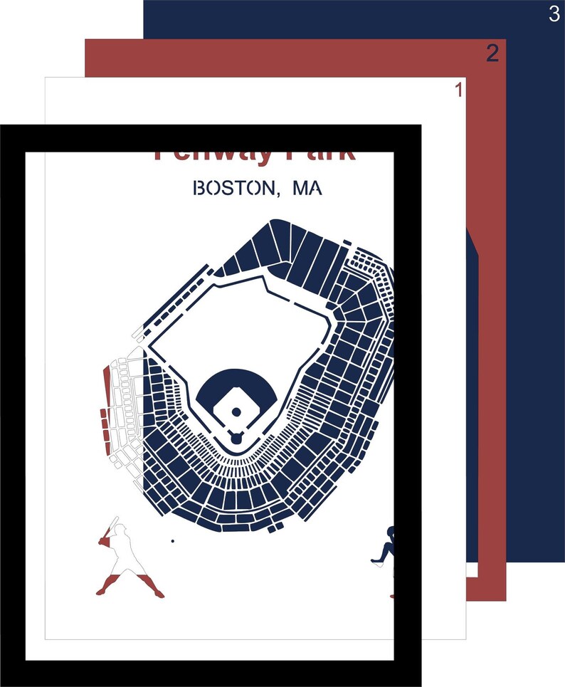 Paper Cut Shadow Box 3D Lightbox SVG PNG Fenway Park Baseball Stadium ...