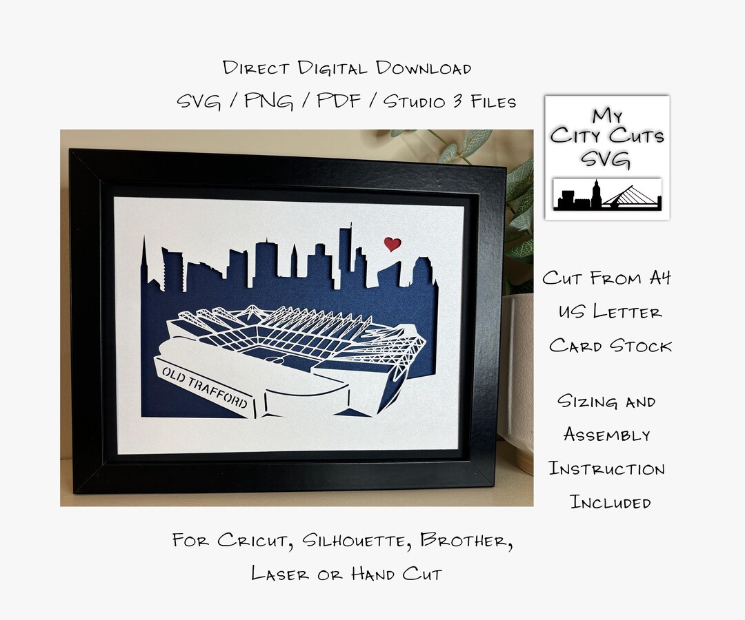 Paper Cut Shadow Box 3D Lightbox SVG PNG Paper Cut Old Trafford Soccer ...