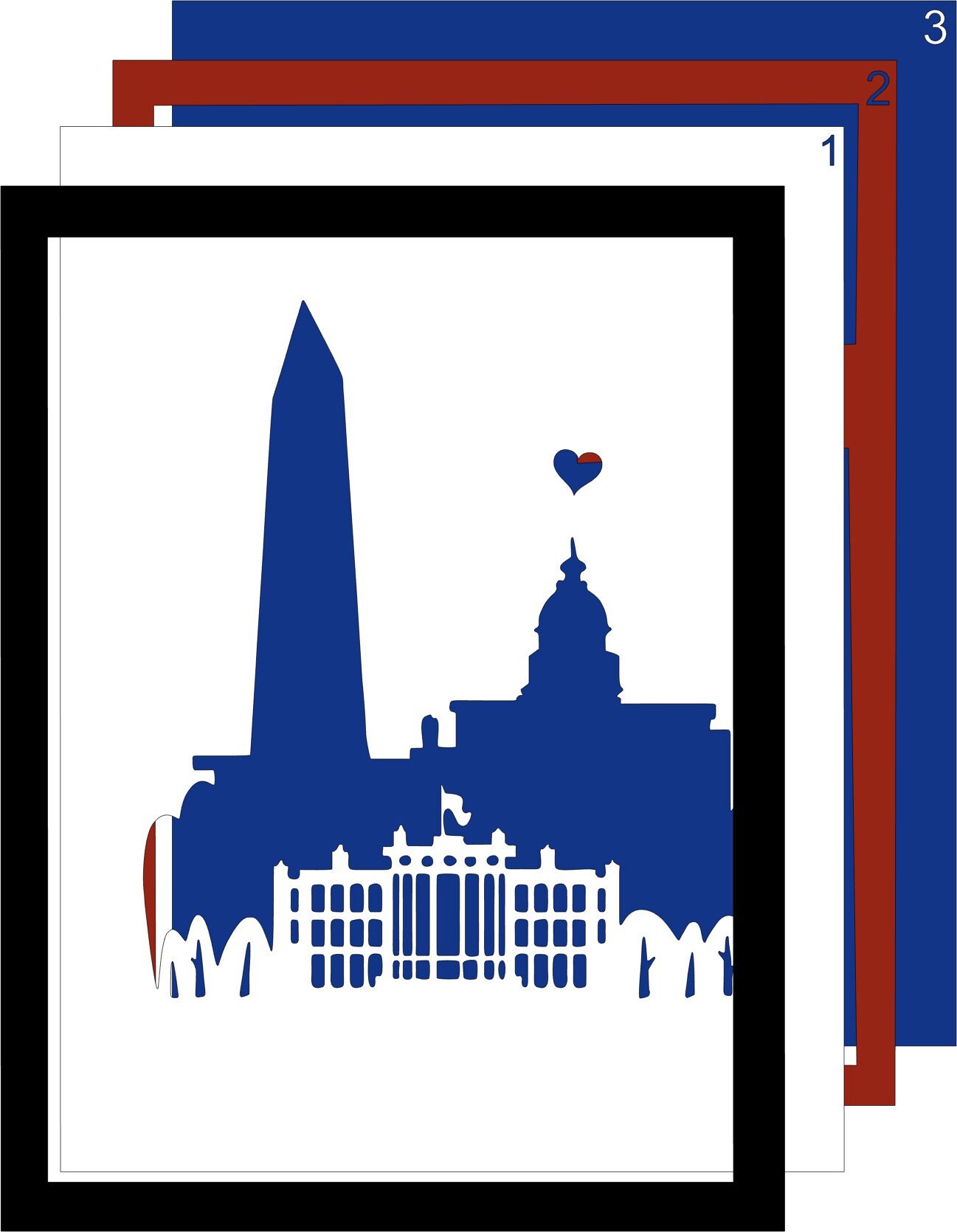 Washington D.C. City Skyline Shadow Box SVG Cut Files for - Etsy