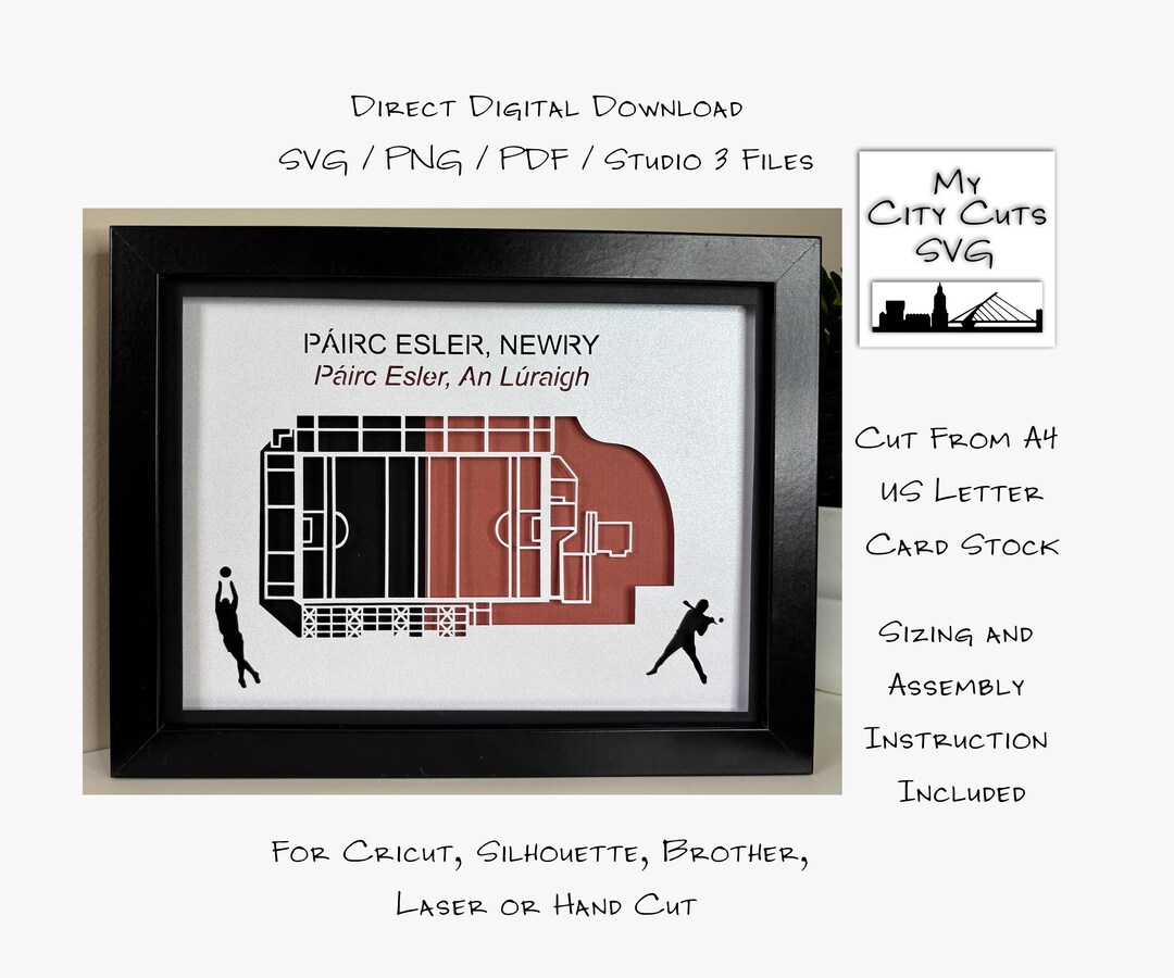 Paper Cut Shadow Box 3D Lightbox SVG PNG Pairc Esler GAA Stadium Newry ...