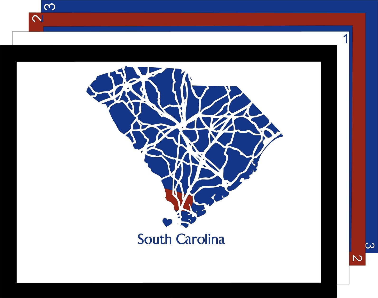 South Carolina State Map Shadow Box SVG Cut Files for Cricut, Brother ...