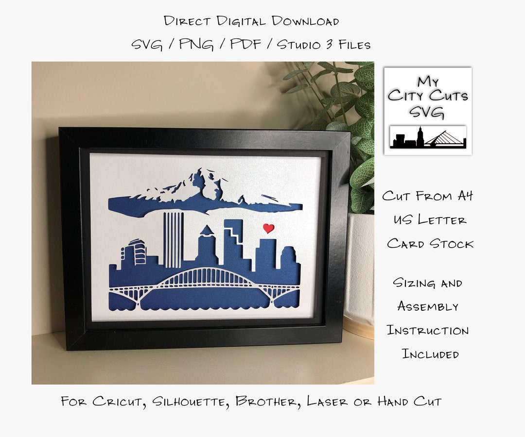 Portland City Skyline Shadow Box SVG Cut Files for Cricut, City Skyline ...