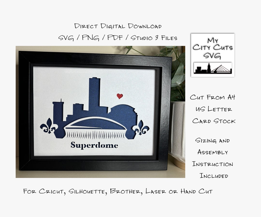 Superdome Shadow Box SVG, New Orleans Paper Cut Lightbox (digital ...