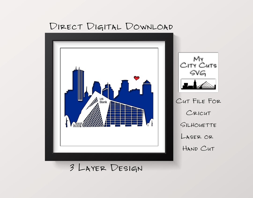 Paper Cut Shadow Box 3D Lightbox SVG PNG U.S. Bank Football Stadium ...