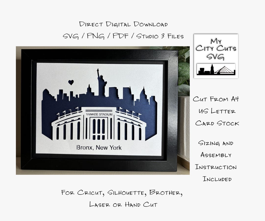 Yankee Stadium Baseball Stadium Bronx New York Shadow Box SVG PNG ...