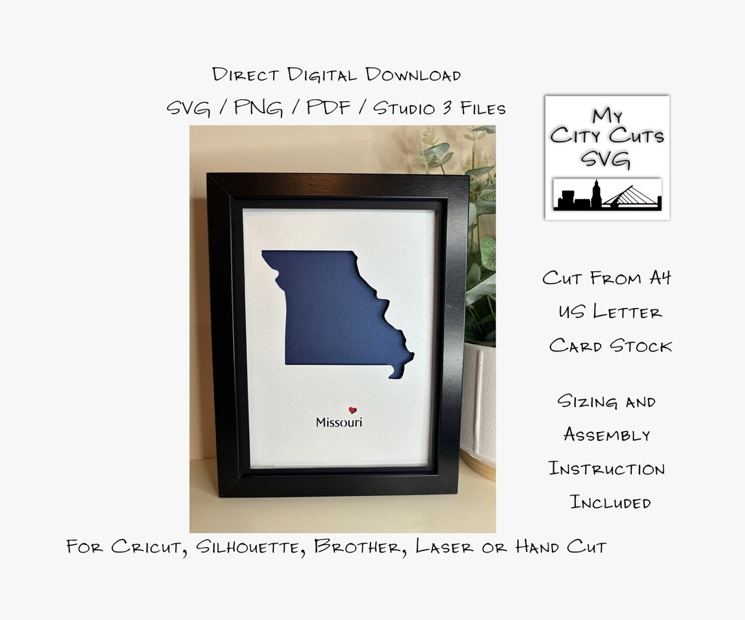 Paper Cut Shadow Box 3D Lightbox SVG PNG Missouri State Cricut ...