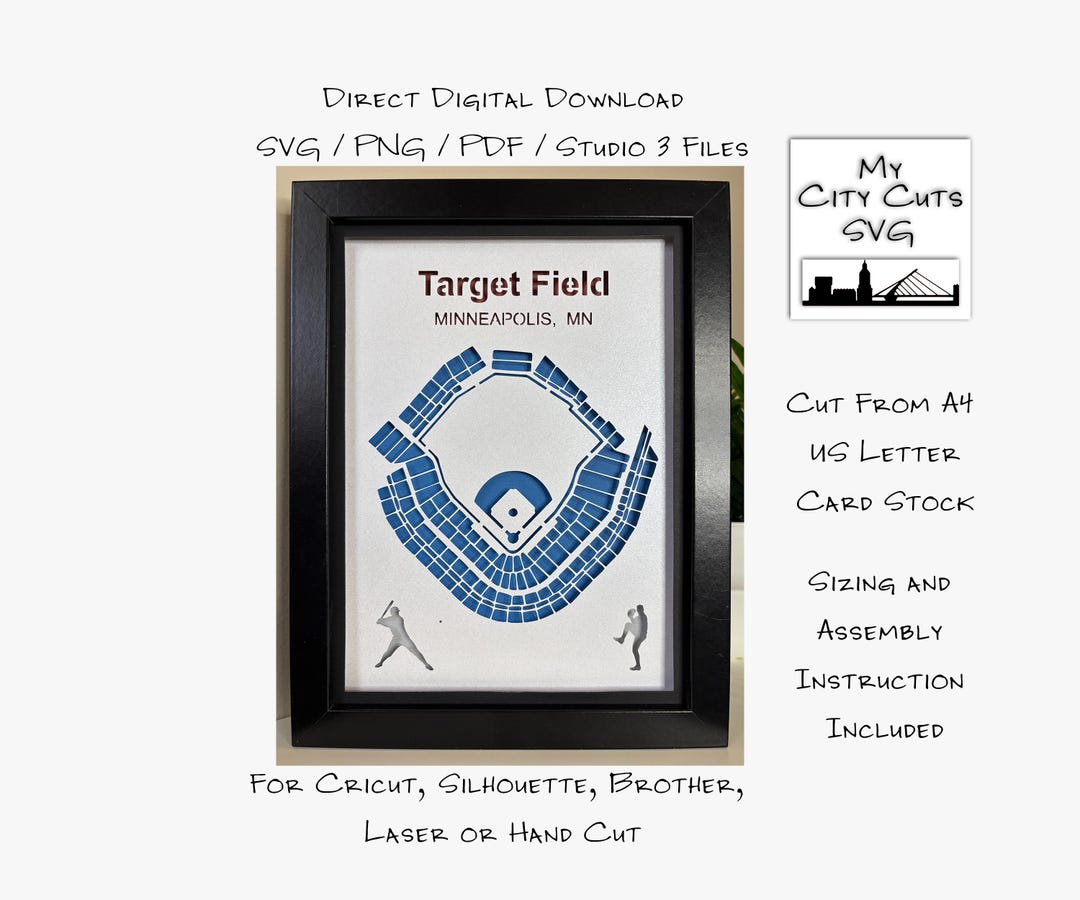 Paper Cut Shadow Box 3D Lightbox SVG PNG Target Field Baseball Stadium ...