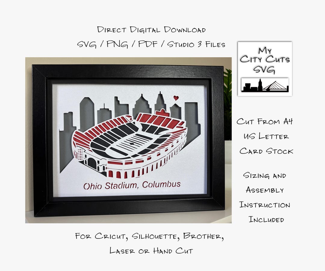 Ohio State Stadium Columbus Ohio Shadow Box SVG PNG Cricut Silhouette ...