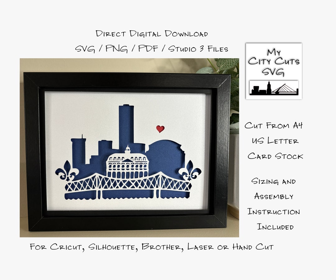 New Orleans Skyline Paper Cut Shadow Box SVG (digital Download) - Etsy