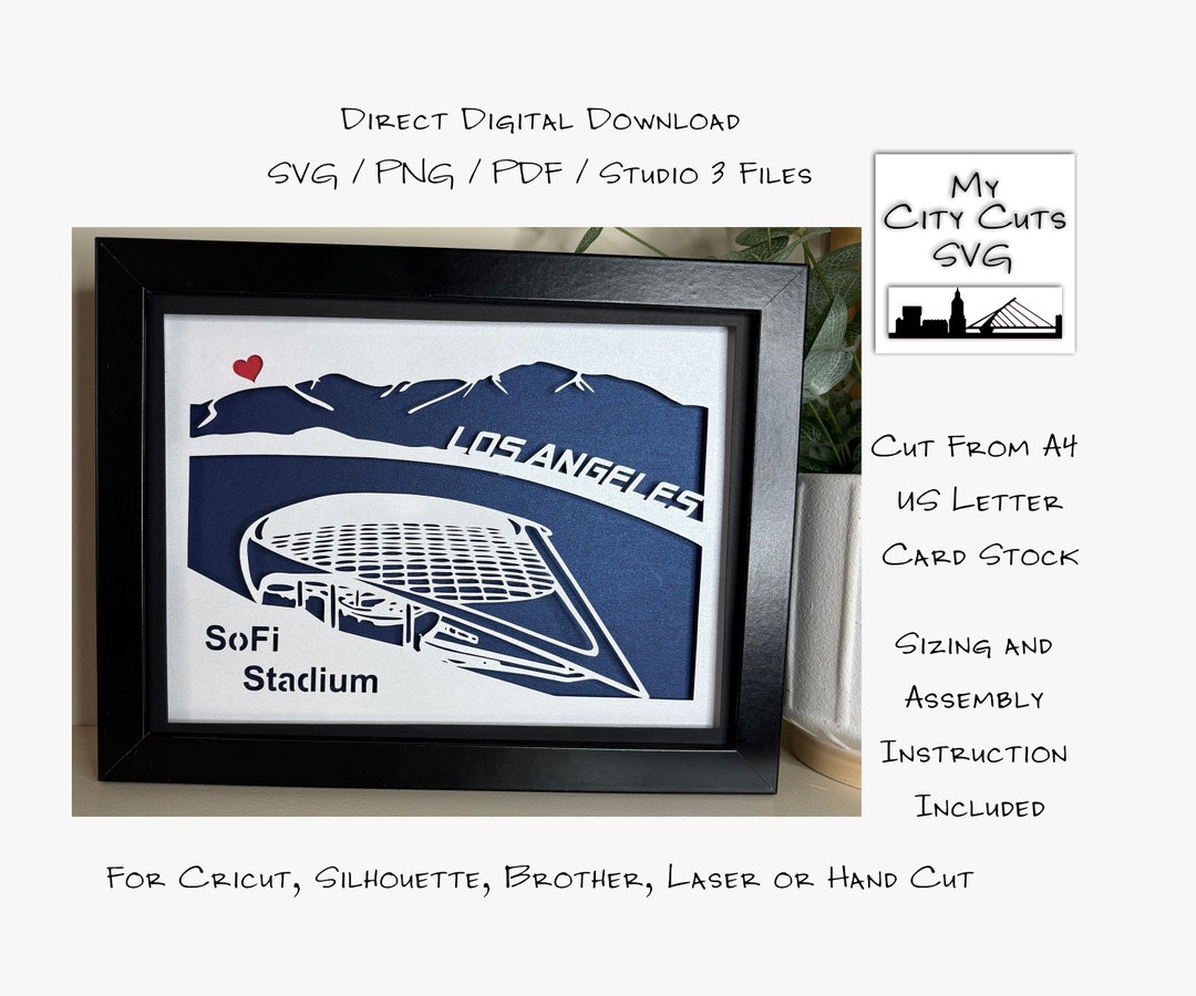 Paper Cut Shadow Box 3D Lightbox SVG PNG Sofi Stadium Los Angeles ...