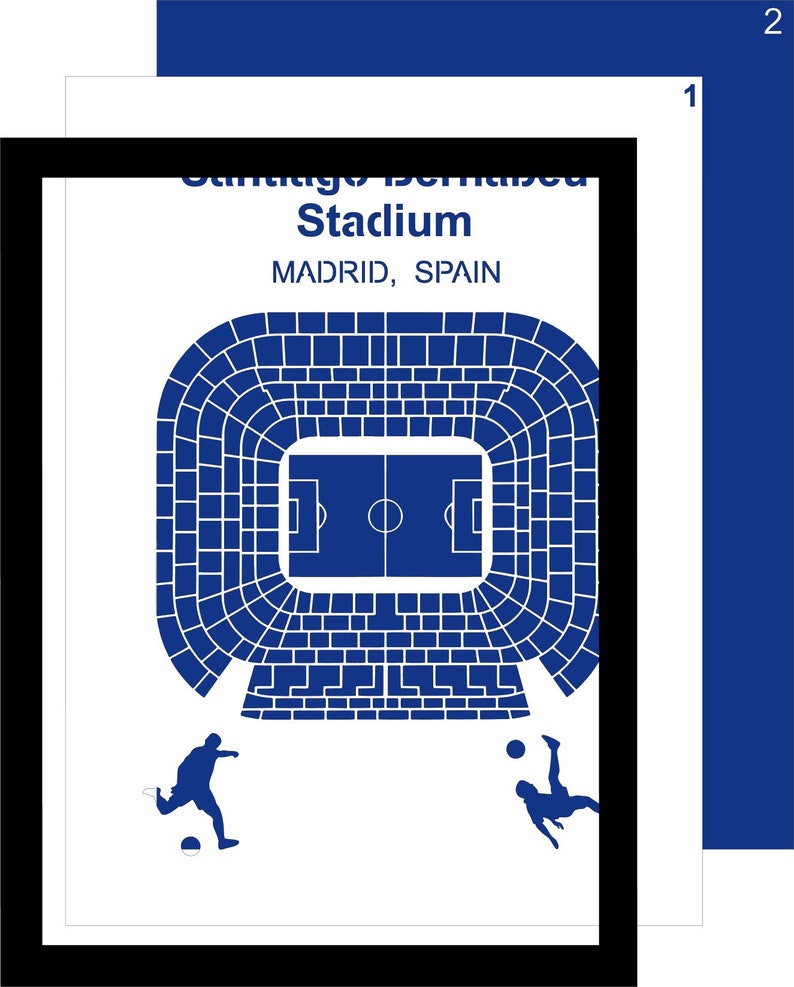 Santiago Bernabéu Stadium Paper Cut Lightbox SVG, Madrid Spain (digital ...