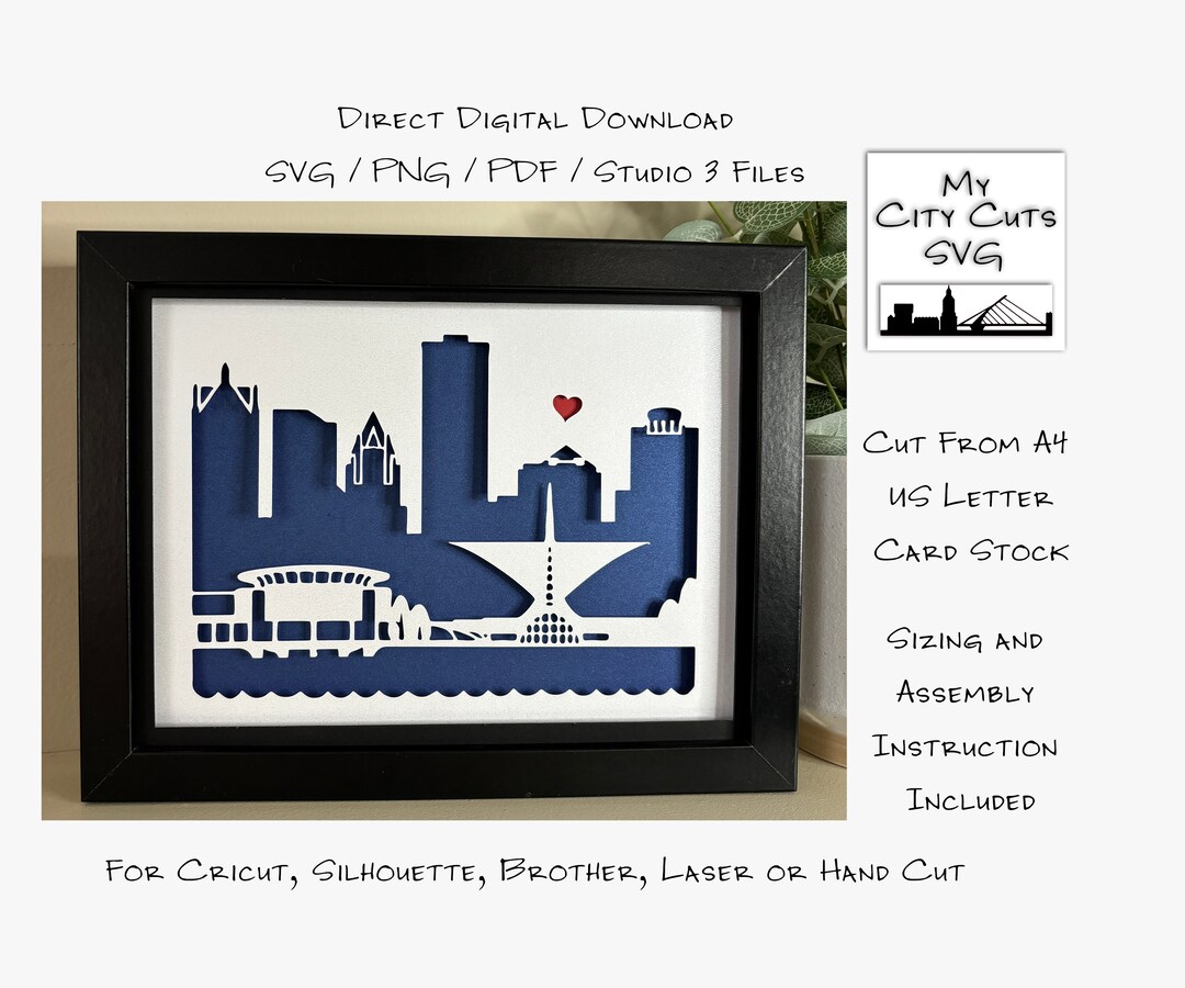 Paper Cut Shadow Box 3D Lightbox SVG PNG Milwaukee Wisconsin City ...