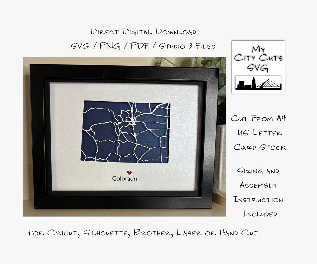 Paper Cut Shadow Box 3D Lightbox SVG PNG Colorado State Map Cricut ...