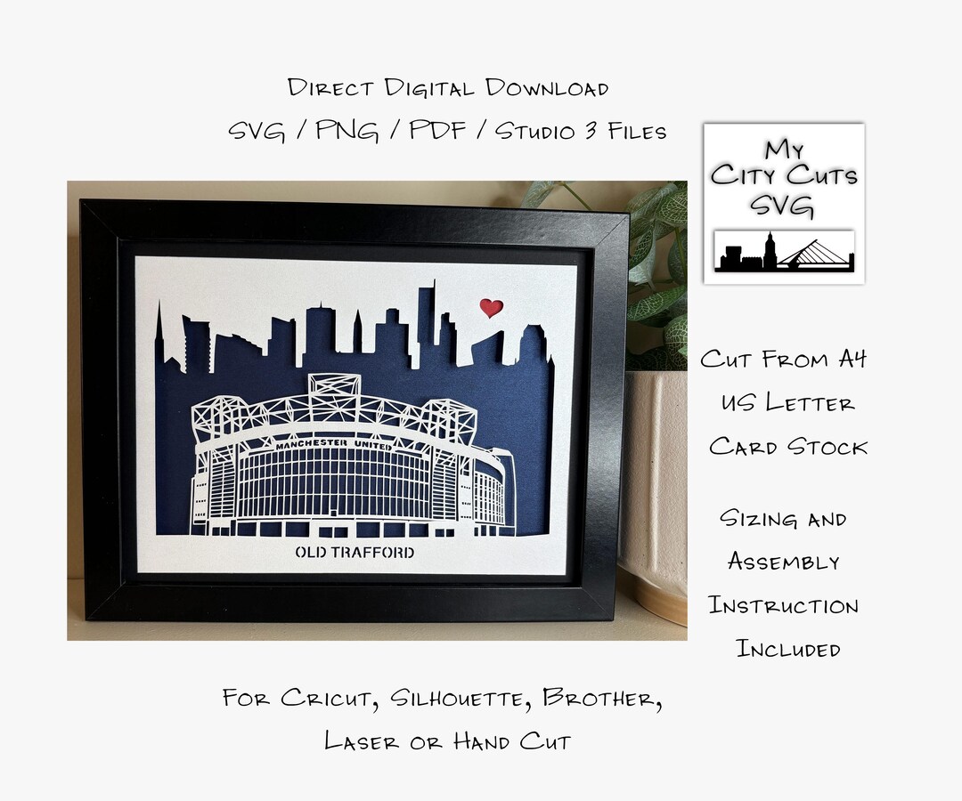 Paper Cut Shadow Box 3D Lightbox SVG PNG Paper Cut Old Trafford Soccer ...