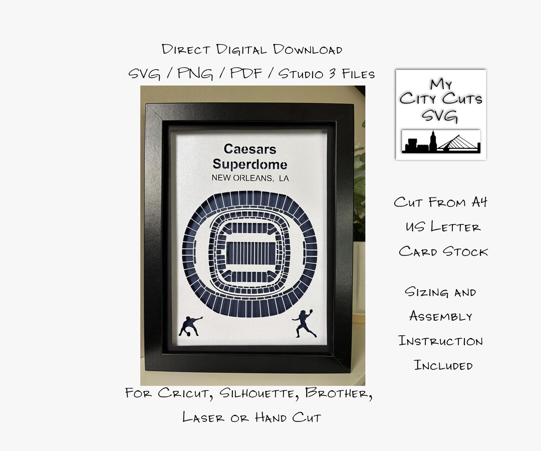 Caesars Superdome Shadow Box SVG, New Orleans Stadium (digital Download ...