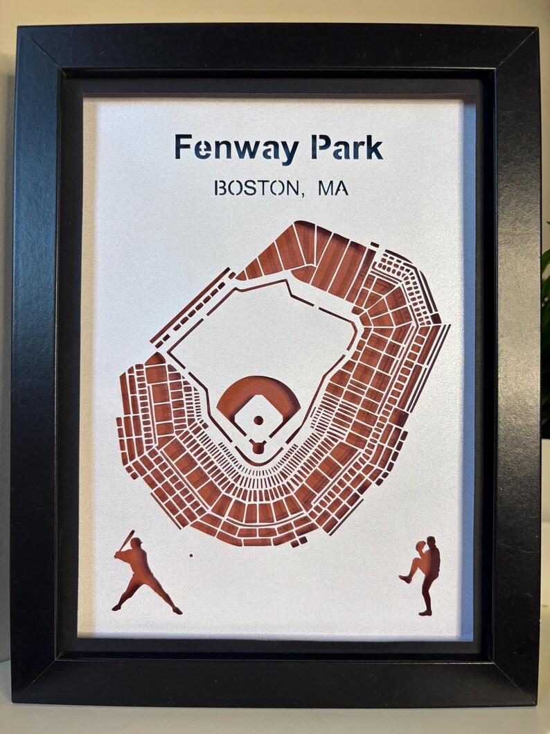 Paper Cut Shadow Box 3D Lightbox SVG PNG Fenway Park Baseball Stadium ...