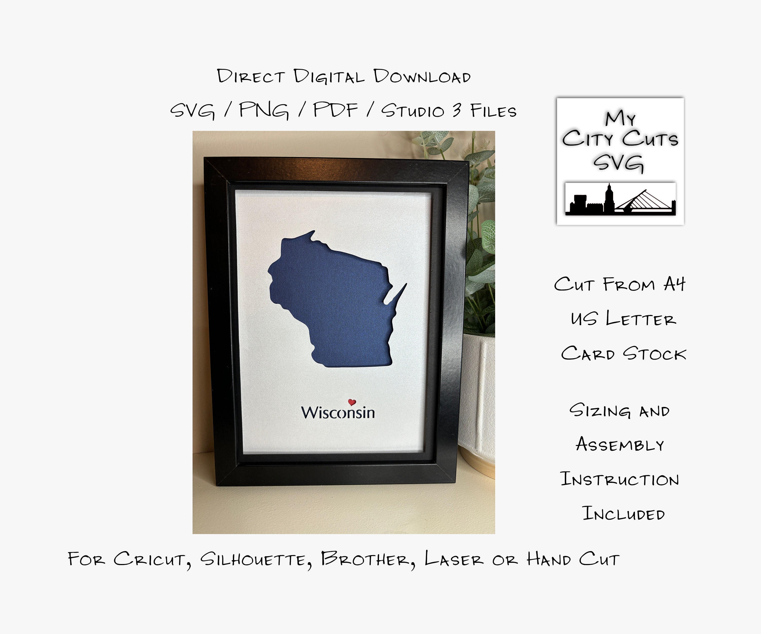 Wisconsin State Shadow Box SVG Cut Files for Cricut, Brother, Laser or ...